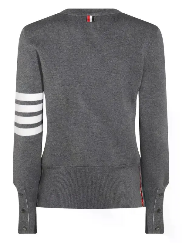 Thom Browne Crew Neck Wool Jumper With Stripe Detailing