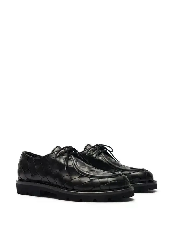 SCAROSSO Damiano Woven Leather Derby Shoes