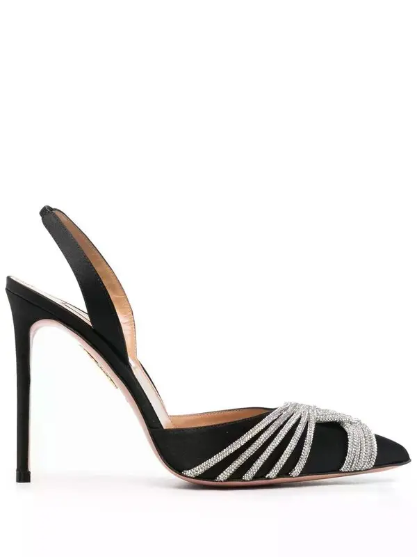 AQUAZZURA Crystal-embellished Stiletto Heel Pumps - Black