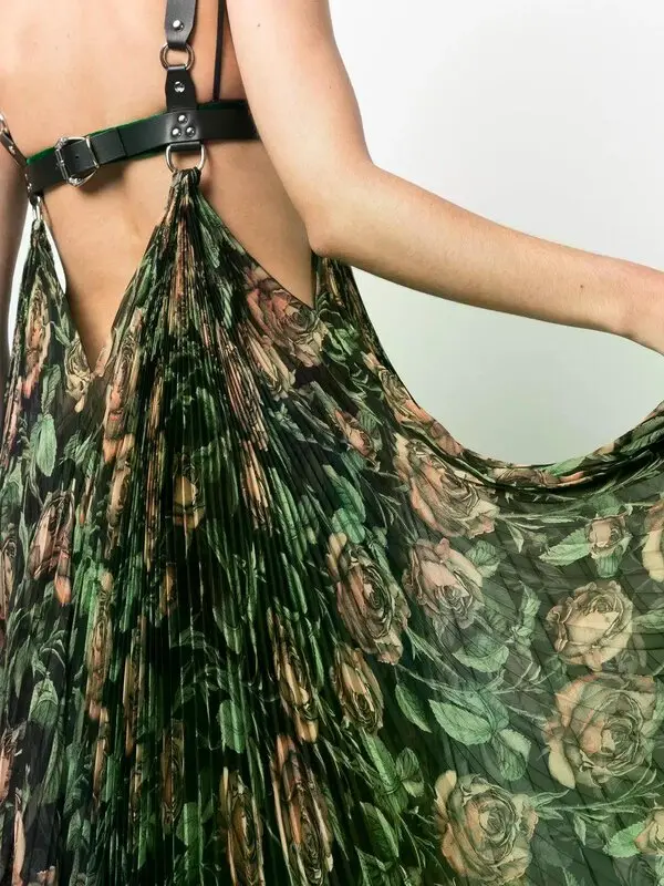 Roberto Cavalli Patterned Pleated Maxi Dress