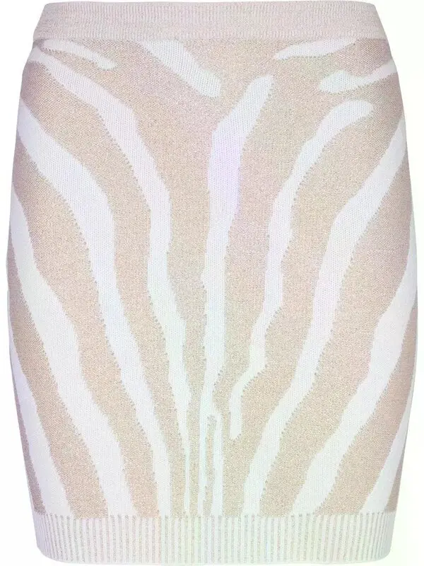 Balmain Zebra Intarsia-knit Miniskirt - Neutrals