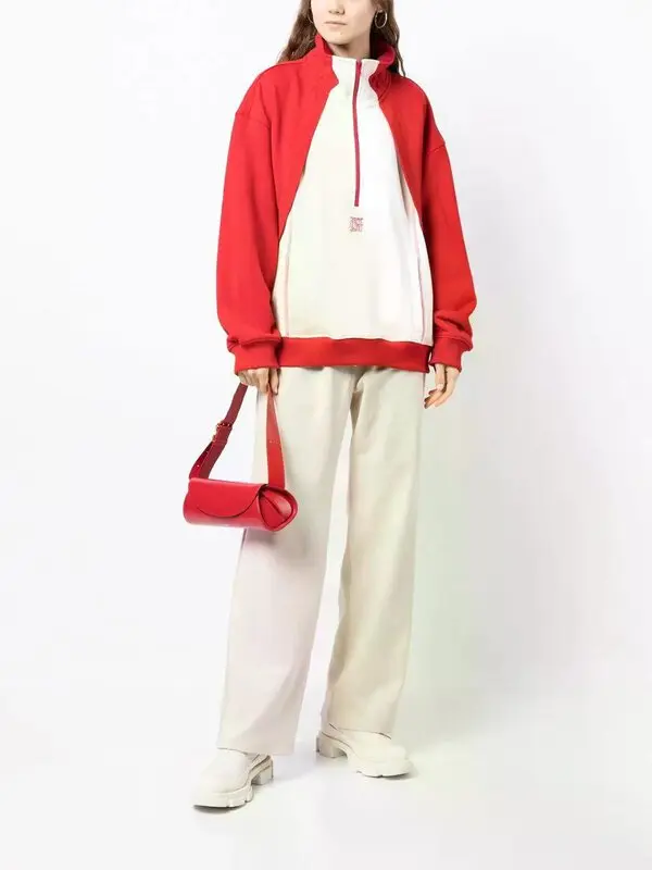 Goen.j Contrast-panel Half-zip Sweatshirt