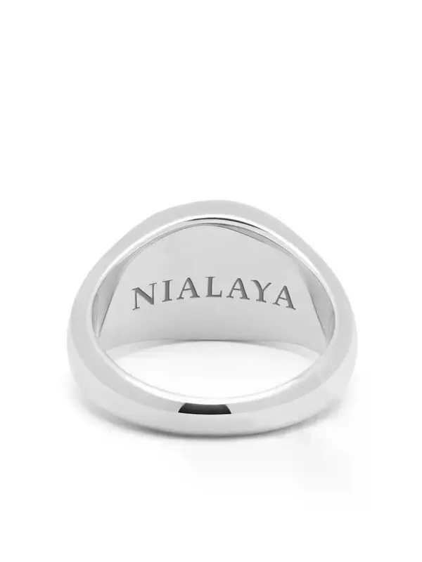 NIALAYA JEWELRY Turquoise Engraved Signet Ring