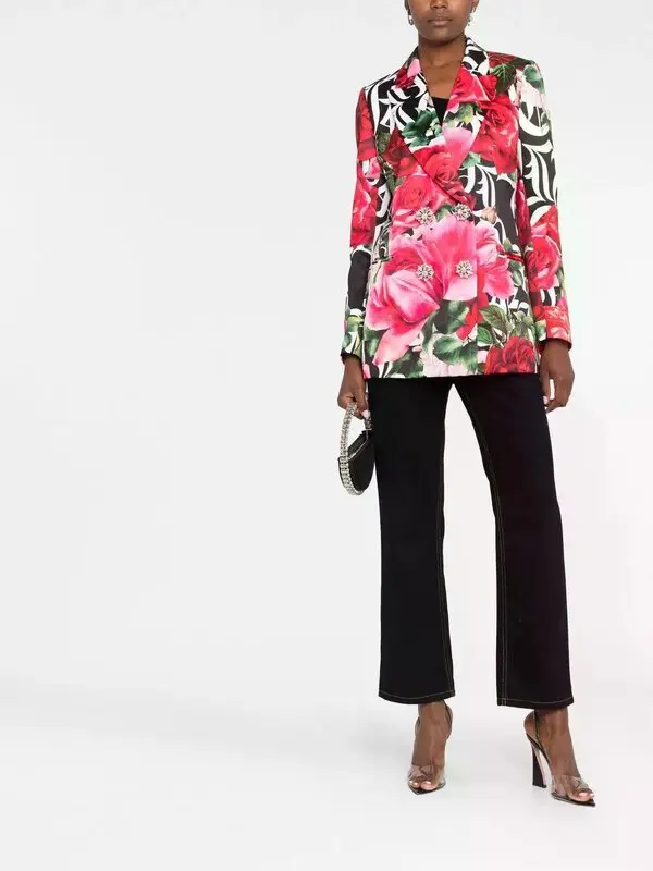 Philipp Plein Romance Floral-print Double-breasted Blazer