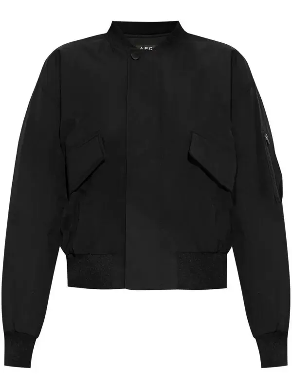 A.p.c. Bomber Jacket With Embroidered Logo - Black