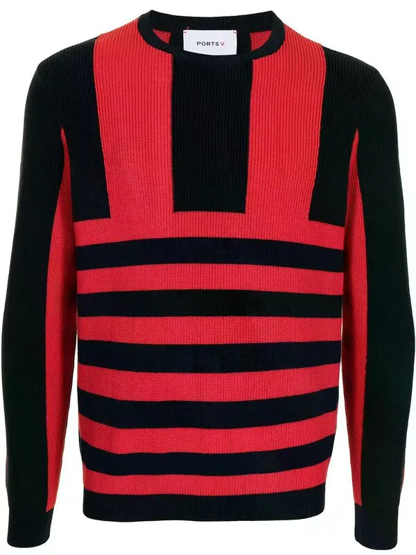 PORTS V Striped Fine Knit Jumper