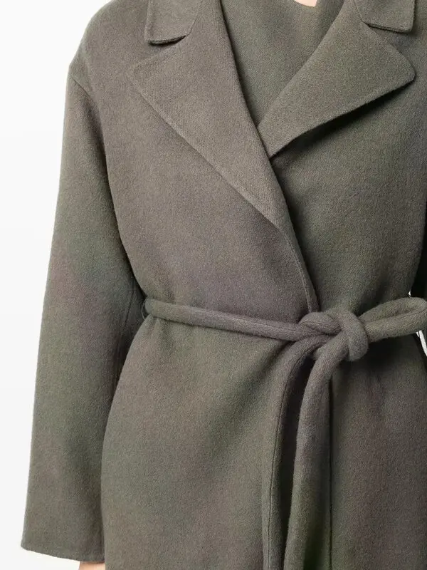Goen.j Peak Lapel Belted Coat - Grey