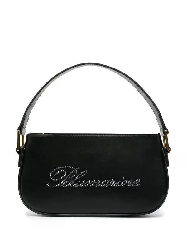 Blumarine Rhinestone Logo Shoulder Bag - Black