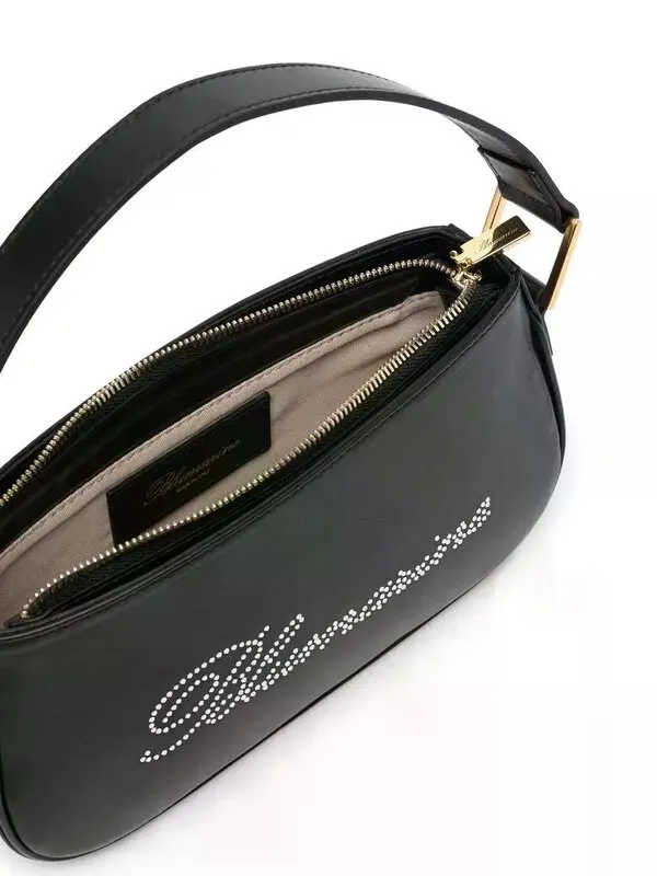 Blumarine Rhinestone Logo Shoulder Bag - Black