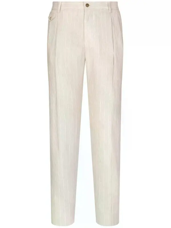 Dolce & Gabbana Tailored Linen Trousers With Pressed Crease
