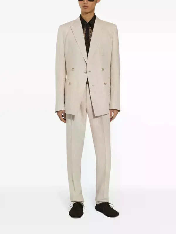 Dolce & Gabbana Tailored Linen Trousers With Pressed Crease