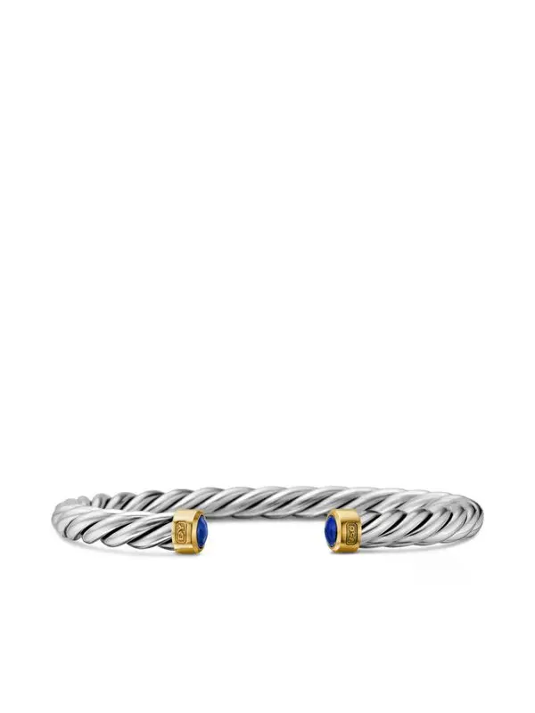 David Yurman Cable Cuff Bracelet With Lapis Lazuli - Silver