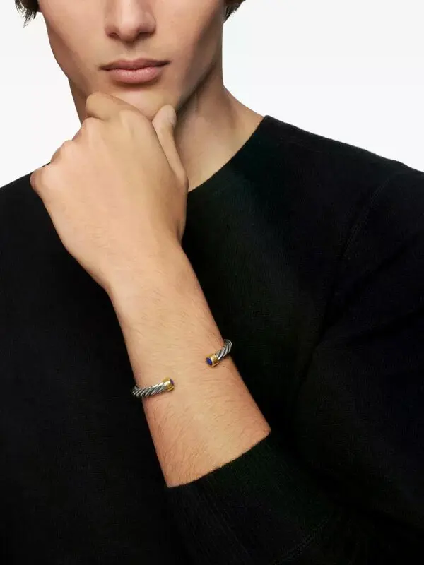 David Yurman Cable Cuff Bracelet With Lapis Lazuli