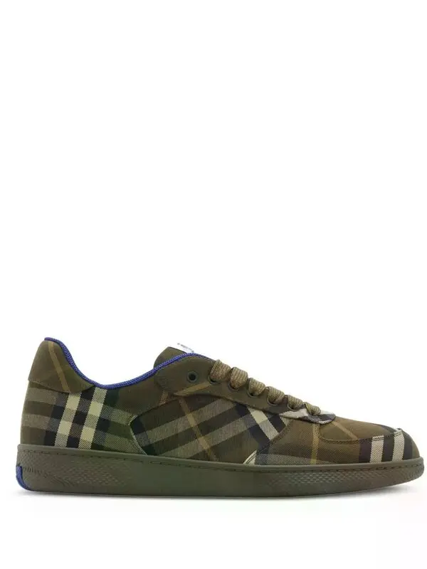 Burberry Checked Canvas Lace-up Sneakers - Green