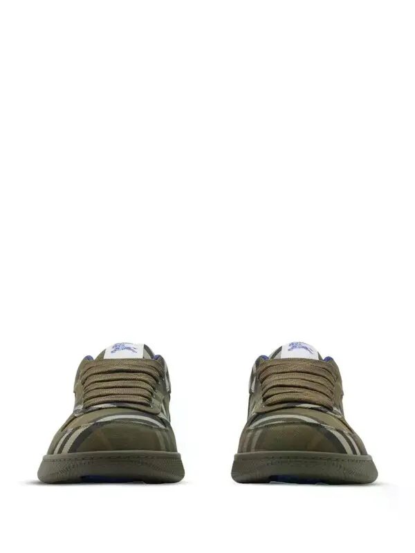 Burberry Checked Canvas Lace-up Sneakers - Green