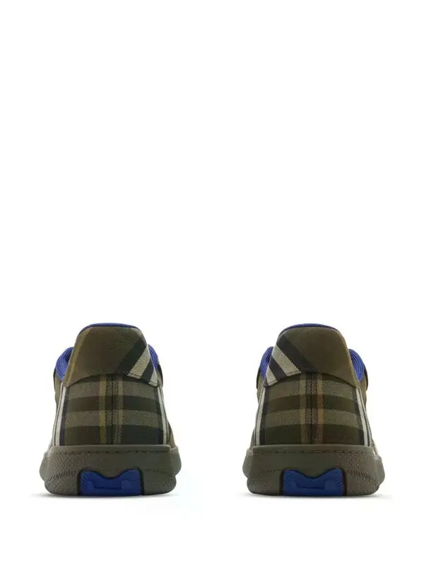 Burberry Checked Canvas Lace-up Sneakers - Green