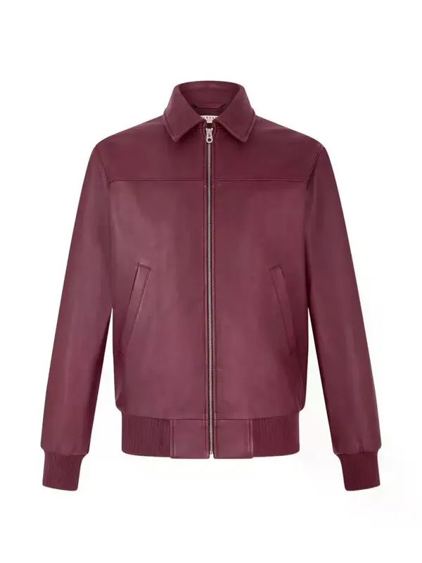 FURSAC Leather Bomber Jacket - Red