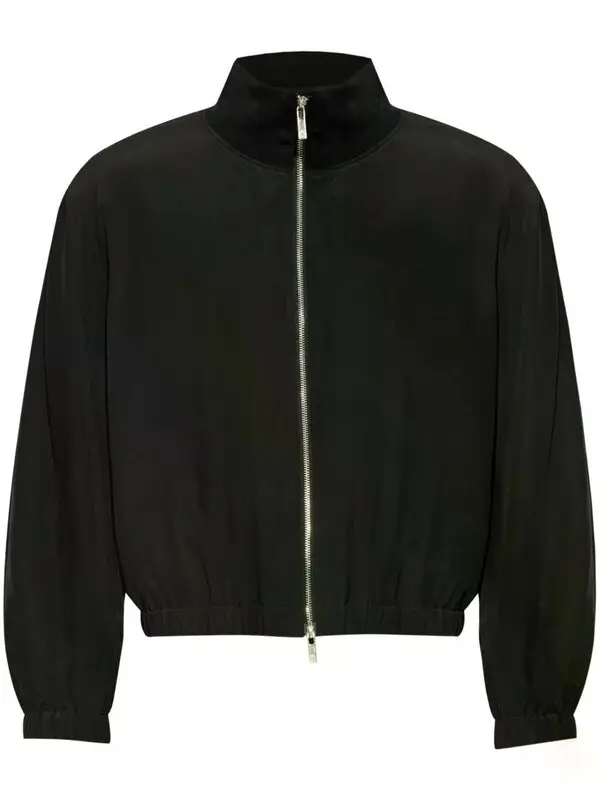 Helmut Lang Silk Crepe De Chine Layered Bomber Jacket