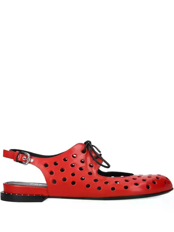 Premiata Perforated Ballerina Shoes With Buckle-fastening Ankle Strap - Red