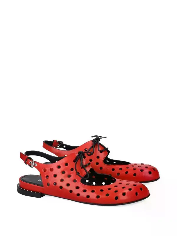 Premiata Perforated Ballerina Shoes With Buckle-fastening Ankle Strap - Red