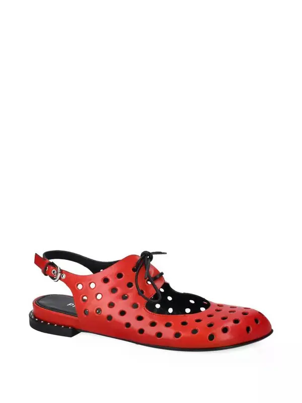 Premiata Perforated Ballerina Shoes With Buckle-fastening Ankle Strap - Red