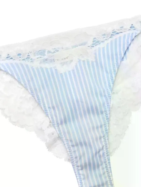 FLEUR DU MAL Lace-trimmed Striped Briefs