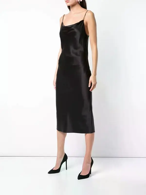 FLEUR DU MAL Cowl Neck Midi Slip Dress - Black
