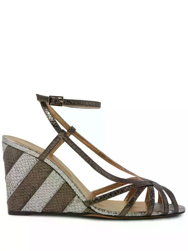 La DoubleJ The Weekend Wedge Sandals In Metallic Snakeskin Effect