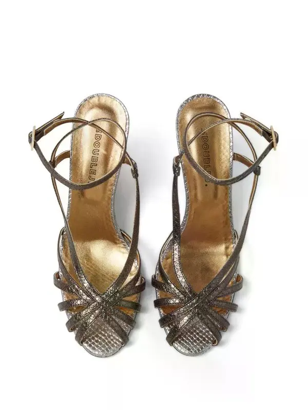 La DoubleJ The Weekend Wedge Sandals In Metallic Snakeskin Effect