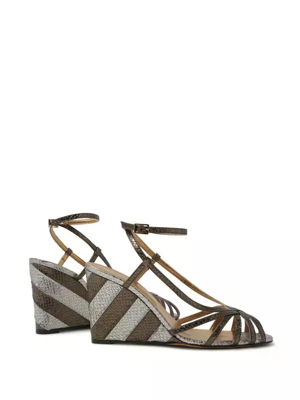 La DoubleJ The Weekend Wedge Sandals In Metallic Snakeskin Effect
