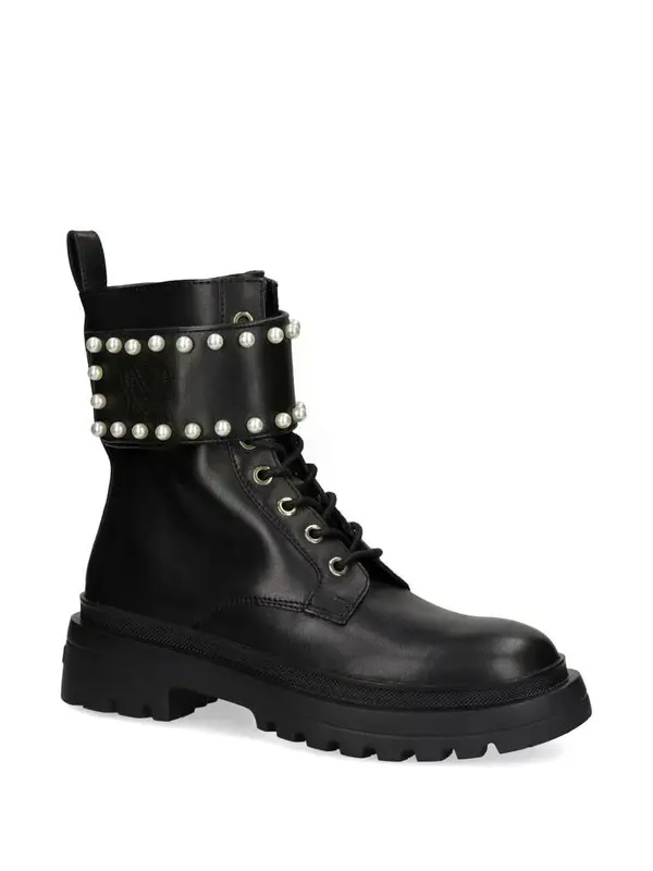 Moschino Embellished Combat Boots - Black