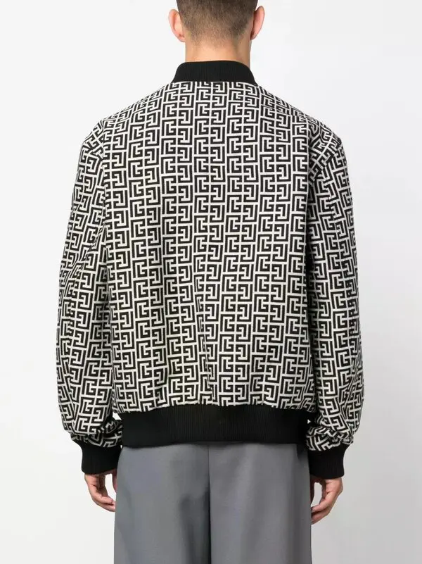 Balmain Monogram-pattern Reversible Bomber Jacket