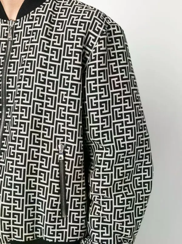 Balmain Monogram-pattern Reversible Bomber Jacket