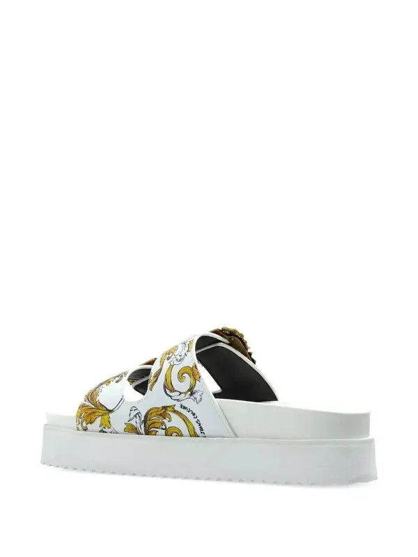 Versace Double Buckle Platform Slides
