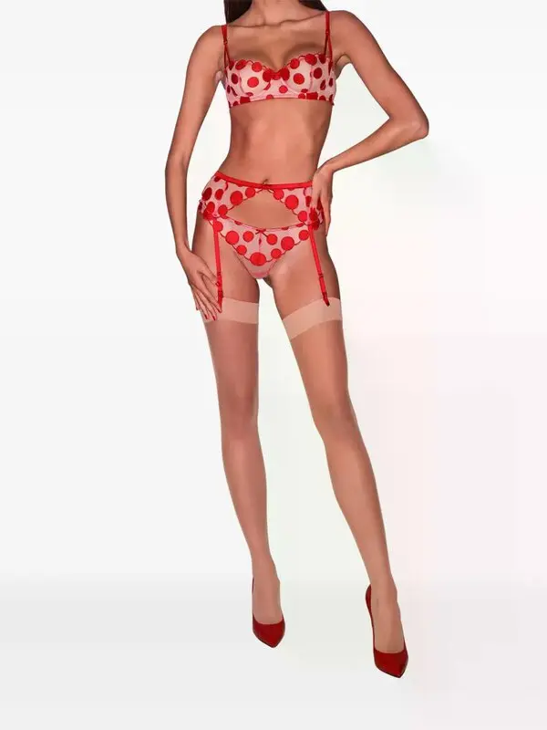 FLEUR DU MAL Polka-dot Balconette Bra - Red