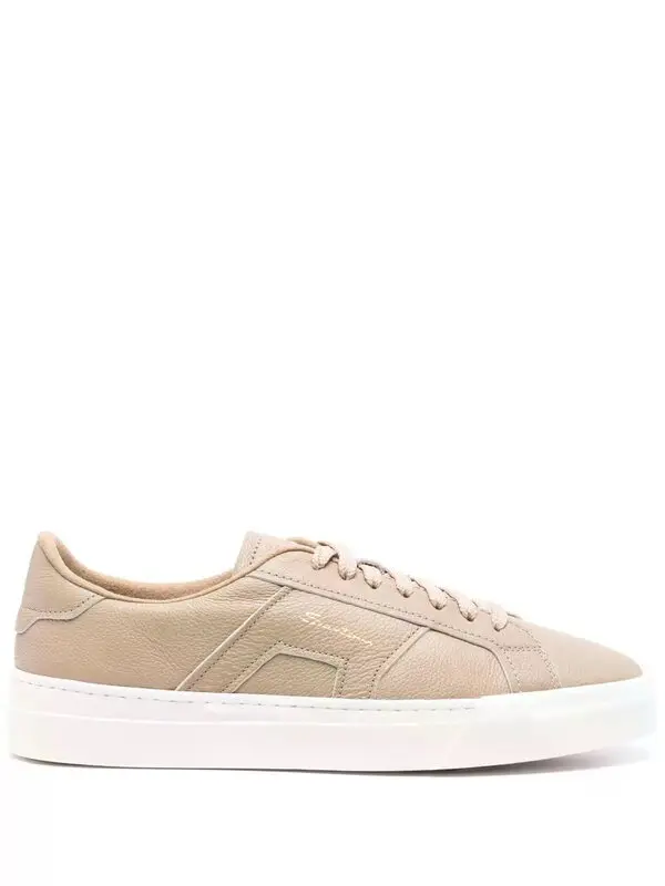 Santoni Logo Stamp Leather Sneakers - Neutrals