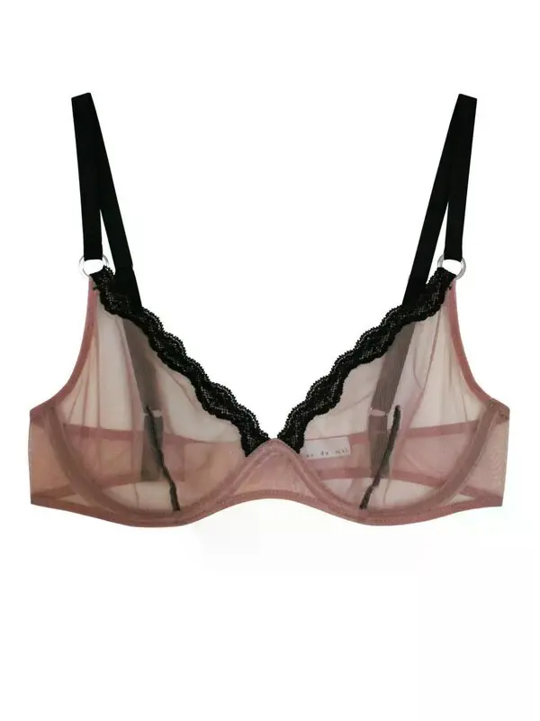 FLEUR DU MAL Sheer Tulle Demi Bra - Neutrals