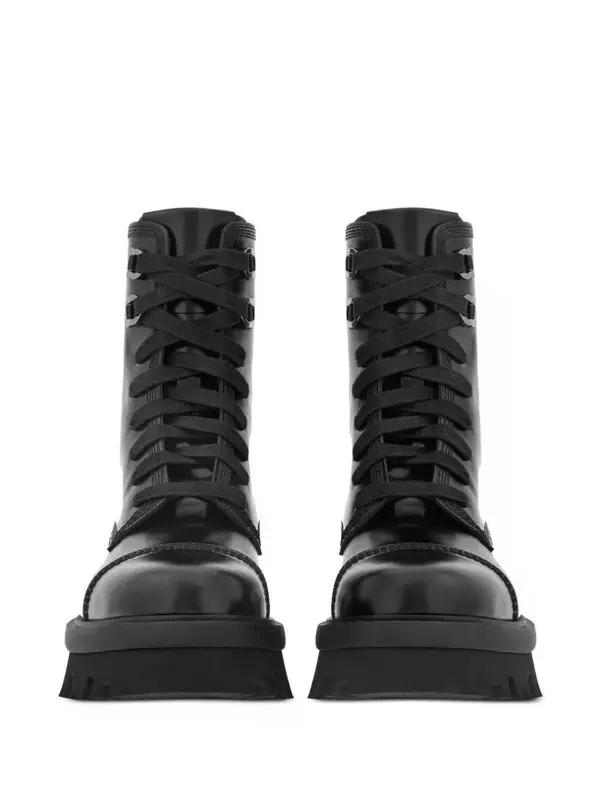 FERRAGAMO Calf Leather Chunky Sole Combat Boots