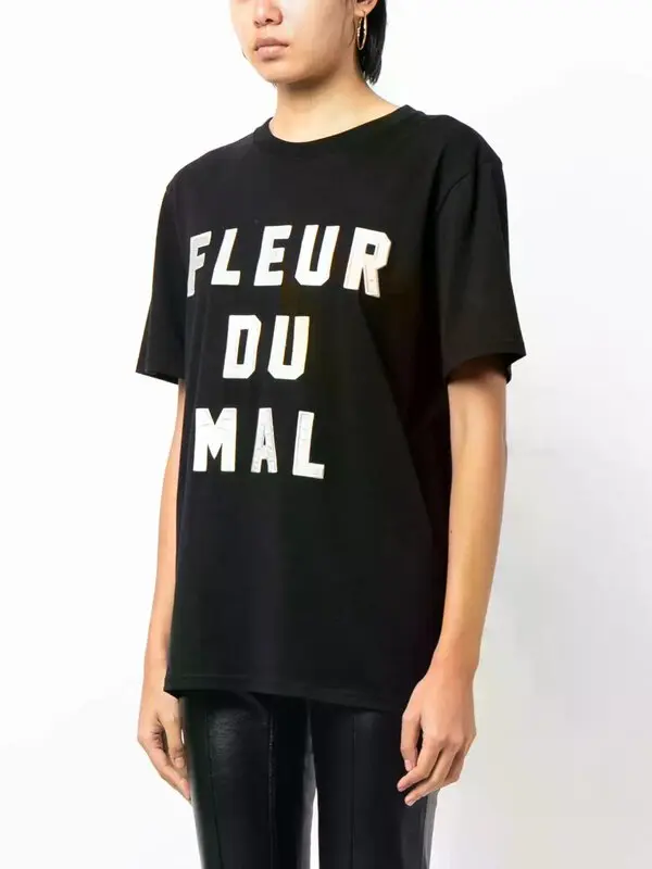 FLEUR DU MAL Logo Embroidered Jersey T-shirt
