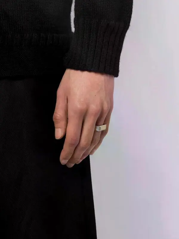 Tom Wood Peaky" Rectangle Band Ring In Sterling And 9kt Yellow Gold - Silver