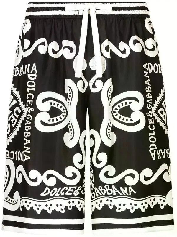 Dolce & Gabbana Logo-print Silk Shorts - Black