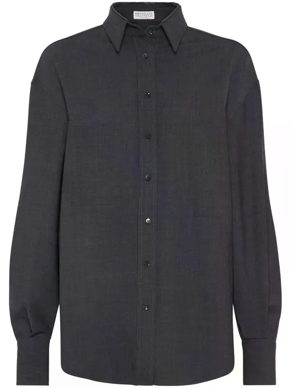Brunello Cucinelli Monili Detail Long Sleeve Shirt - Grey