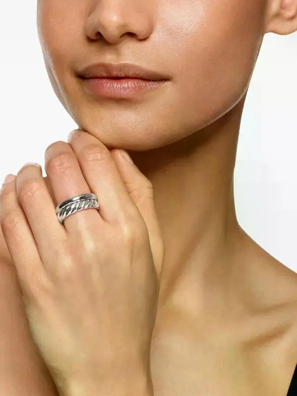 David Yurman Sterling Double Court Band Twisted Ring - Silver