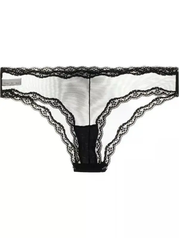 FLEUR DU MAL Sheer Tulle Bikini Briefs - Black