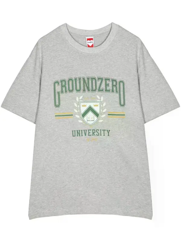 GROUND ZERO University Logo Cotton T-shirt - Grey