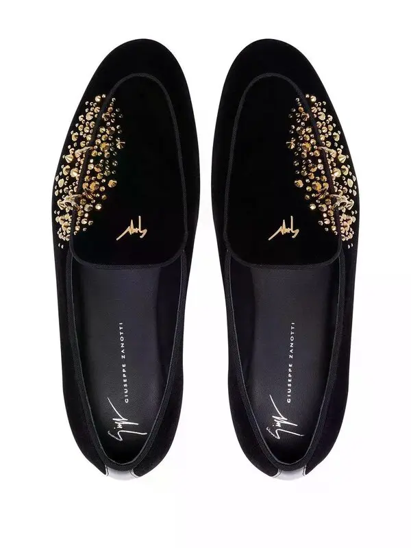 GIUSEPPE ZANOTTI Alvaro Studded Velvet Loafers