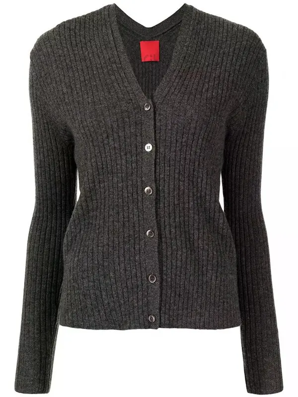 Cashmere In Love Ribbed-knit Cropped Cardigan - Grey