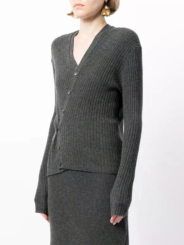 Cashmere In Love Ribbed-knit Cropped Cardigan - Grey