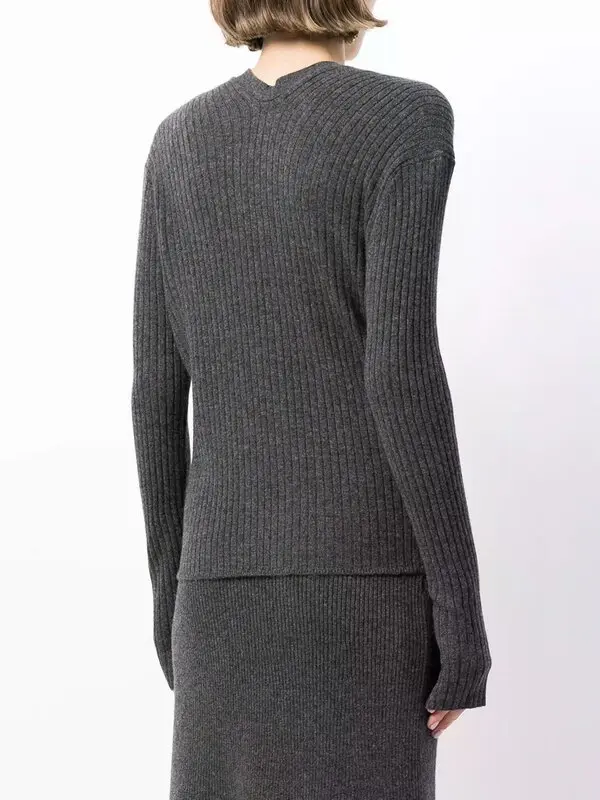Cashmere In Love Ribbed-knit Cropped Cardigan - Grey