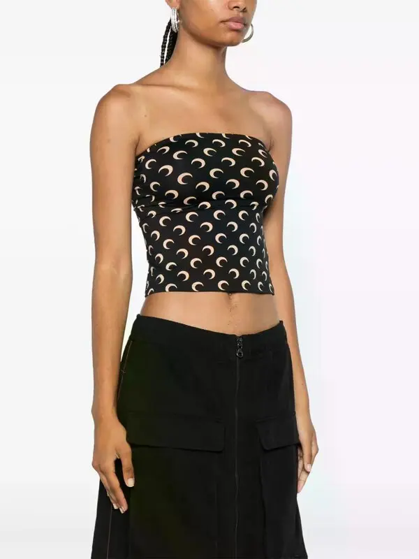MARINE SERRE Moon Printed Jersey Second Skin Tube Top